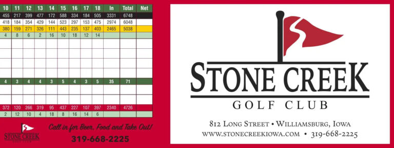 Stone Creek Scorecard – Stone Creek Golf Club – Williamsburg, IA